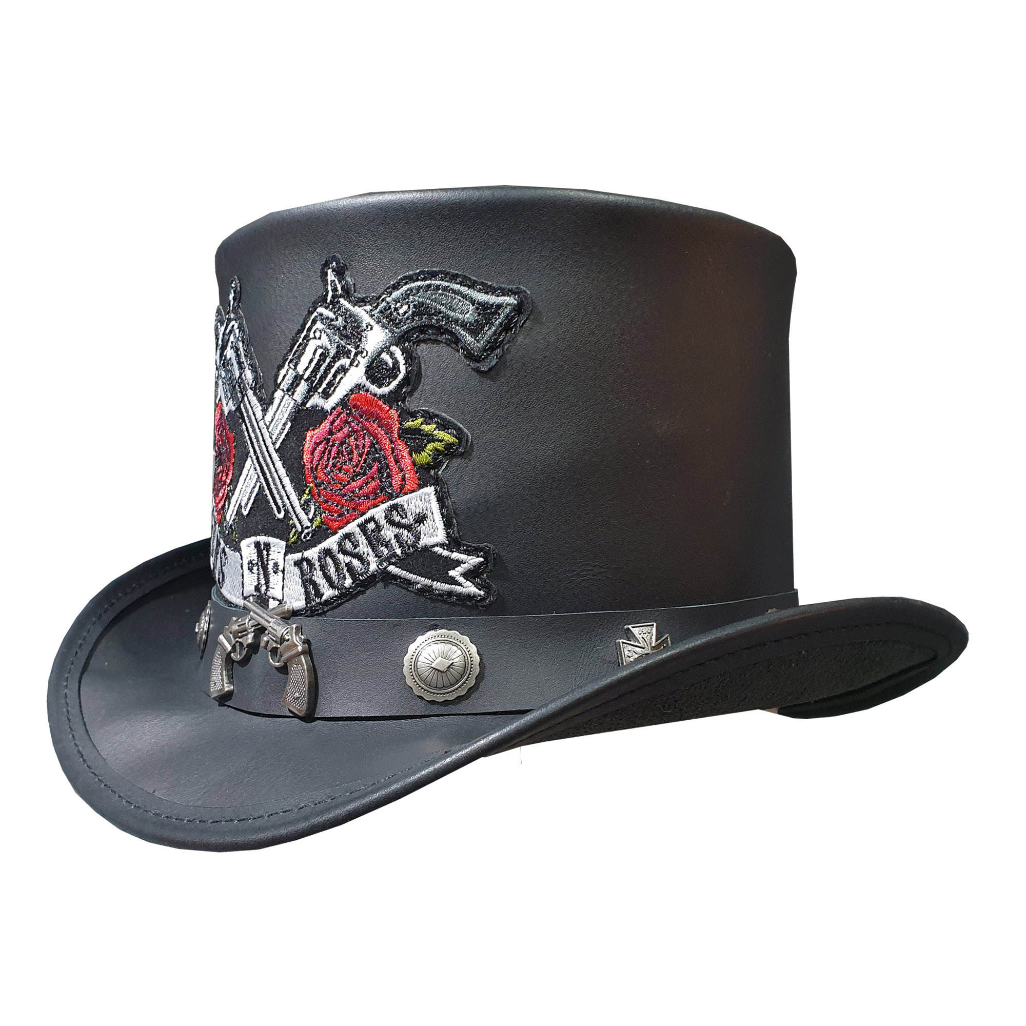 Guns & Roses Voodoo Hatter Leather Top Hat on Luulla